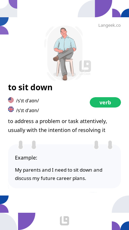 Definition & Meaning of "Sit down" | Picture Dictionary