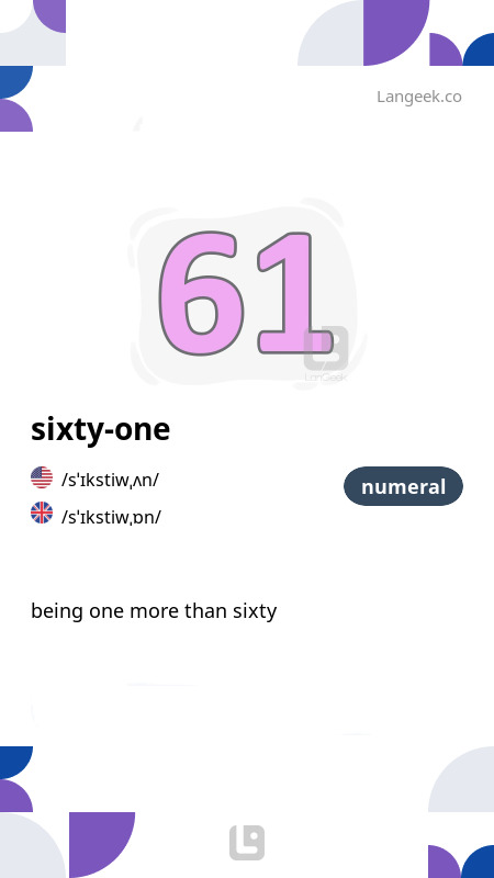 Definition & Meaning of "Sixty-one" | Picture Dictionary