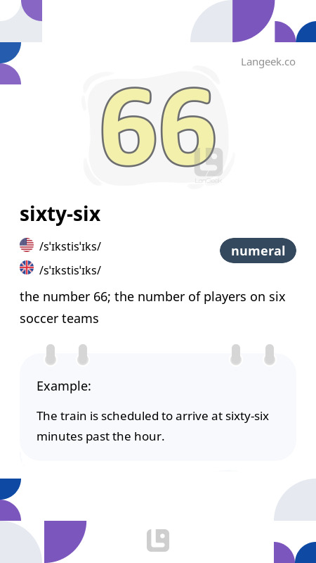 Definition & Meaning of "Sixty-six" | Picture Dictionary