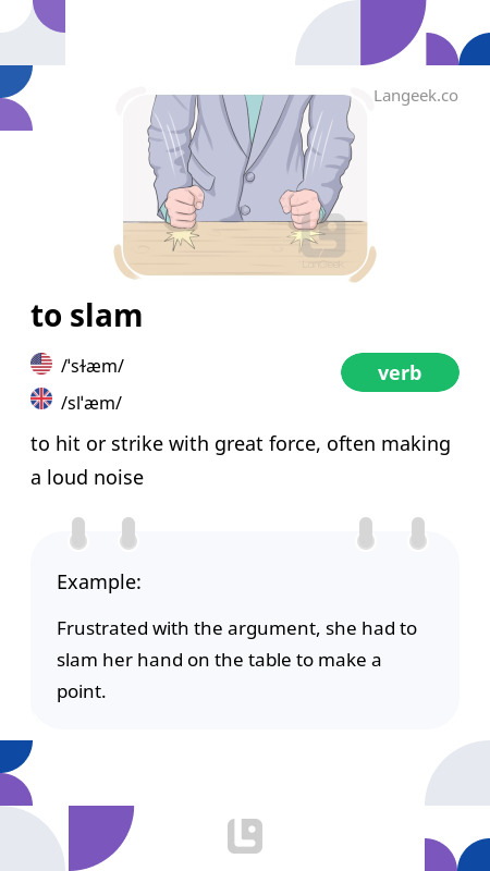 Definition & Meaning of "Slam" | Picture Dictionary