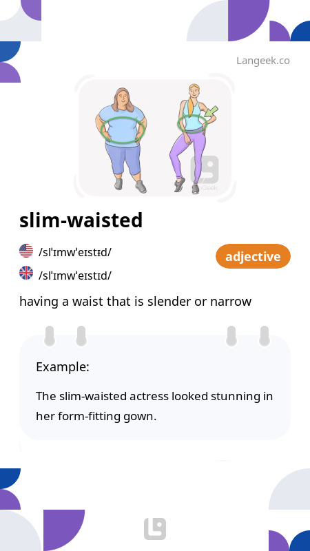 Definition & Meaning of "Slim-waisted" | Picture Dictionary