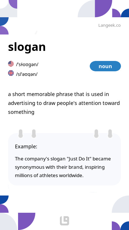 Definition & Meaning of "Slogan" | Picture Dictionary