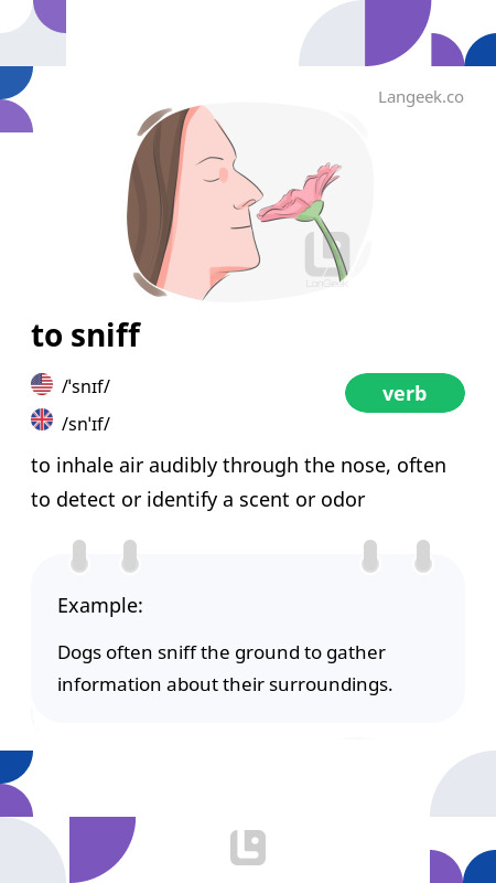 Definition And Meaning Of Sniff Picture Dictionary