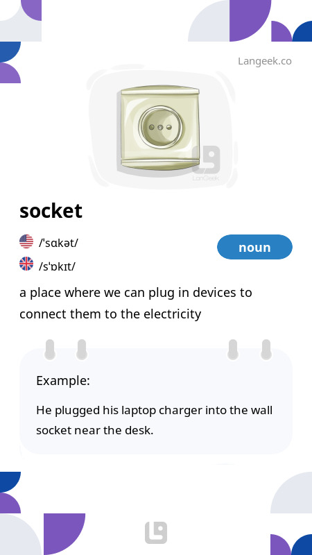 Definition And Meaning Of Socket Picture Dictionary