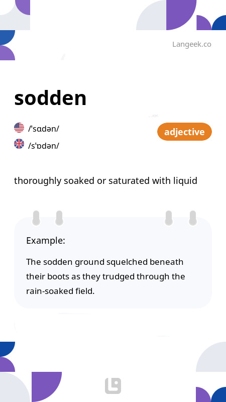 Definition & Meaning of "Sodden" | LanGeek
