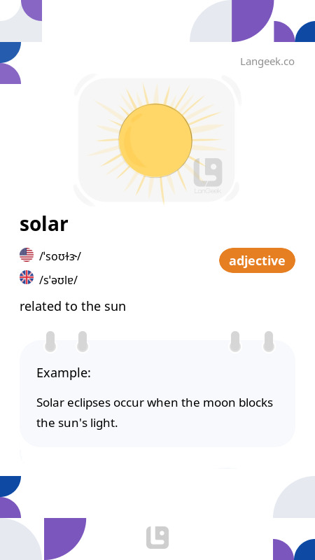 Definition & Meaning of "Solar" | Picture Dictionary