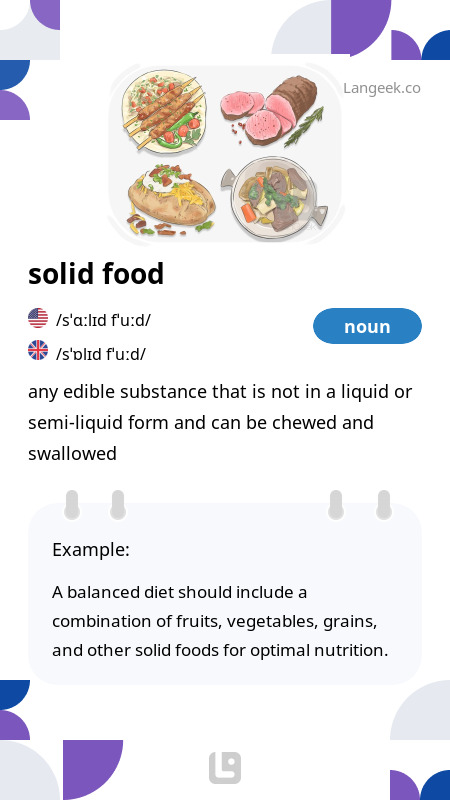 Definition Meaning of Solid food Picture Dictionary
