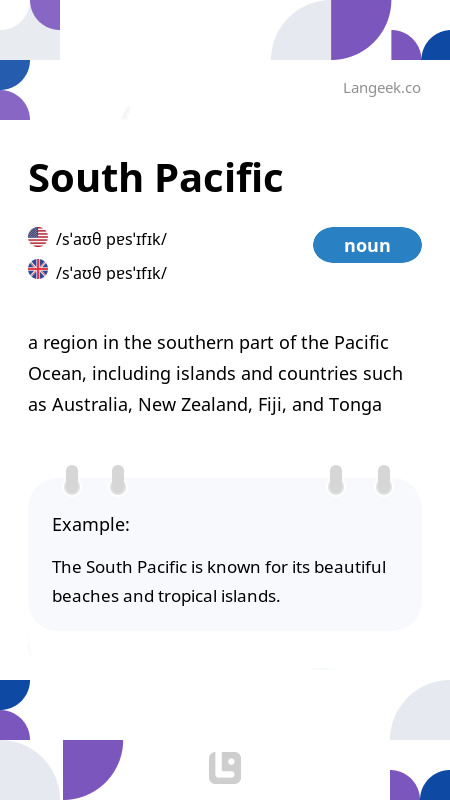 Definition & Meaning of "South pacific" | Picture Dictionary