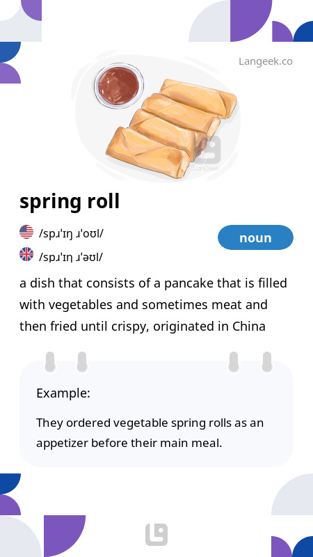 Definition & Meaning of "Spring roll" | LanGeek