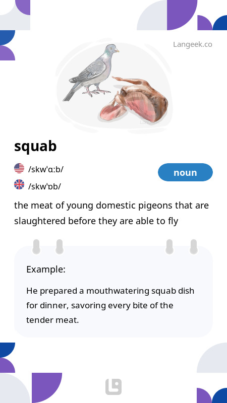 Definition & Meaning of "Squab" | LanGeek