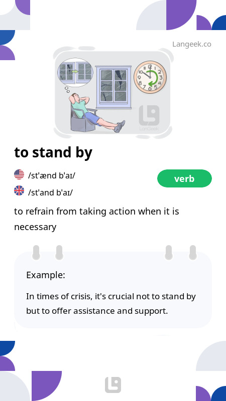 Definition & Meaning of "Stand by" | Picture Dictionary