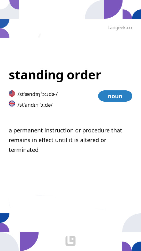 Definition & Meaning of "Standing order" | Picture Dictionary