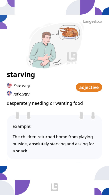 Definition & Meaning of "Starving" | Picture Dictionary