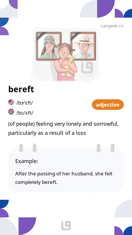 Definition & Meaning of "Bereft" | Picture Dictionary
