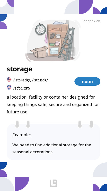 Definition & Meaning of "Storage" | LanGeek