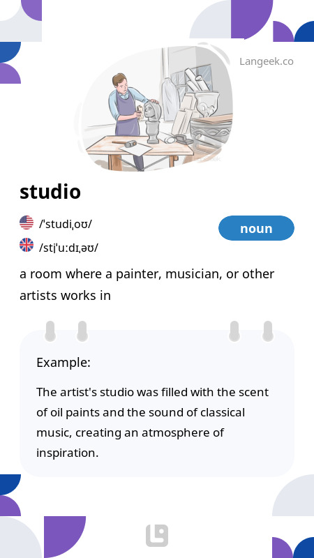 Definition & Meaning of "Studio" | LanGeek