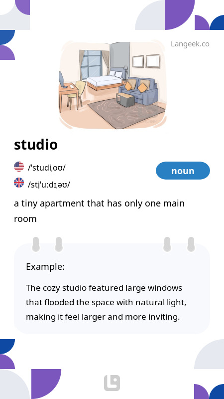 Definition & Meaning of "Studio" | LanGeek