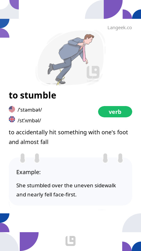 Definition & Meaning of "Stumble" | LanGeek
