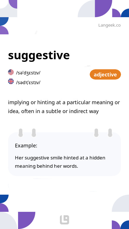 Definition & Meaning of "Suggestive" | Picture Dictionary
