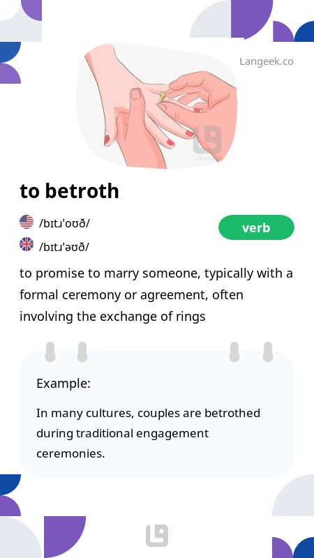 Definition & Meaning of "Betroth" | LanGeek