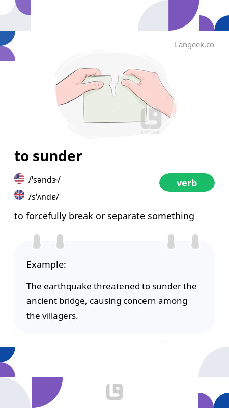 Definition & Meaning of "Sunder" | Picture Dictionary