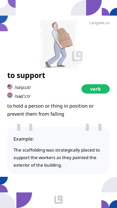 Definition & Meaning of "Support" | Picture Dictionary