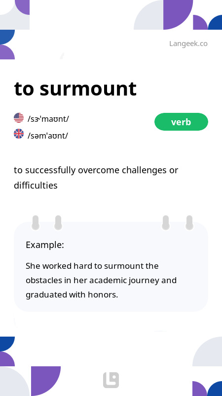 Definition & Meaning of "Surmount" | LanGeek