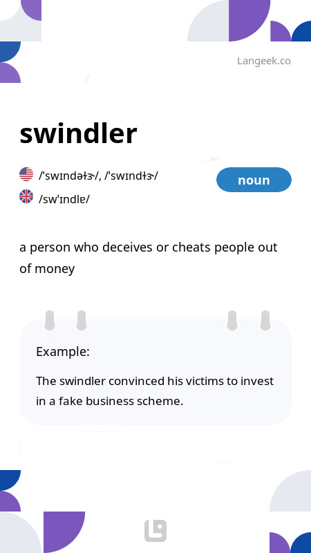 Definition & Meaning of "Swindler" | LanGeek