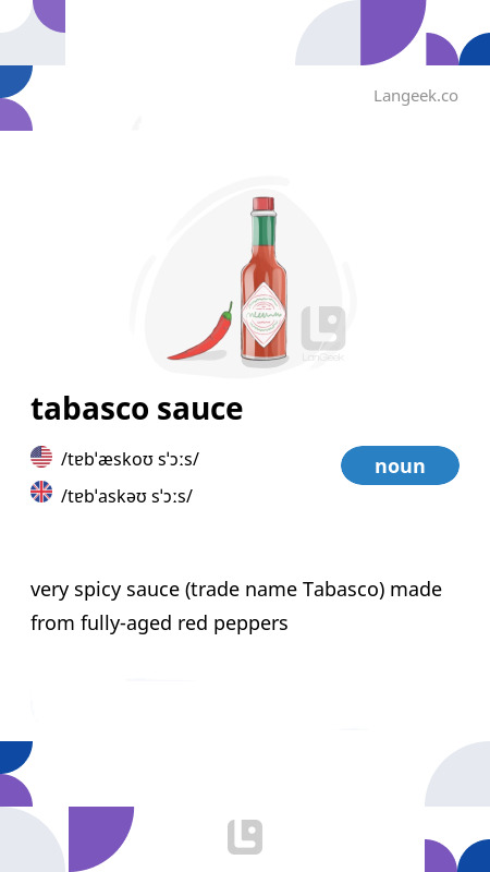 Definition & Meaning of "Tabasco sauce" | Picture Dictionary