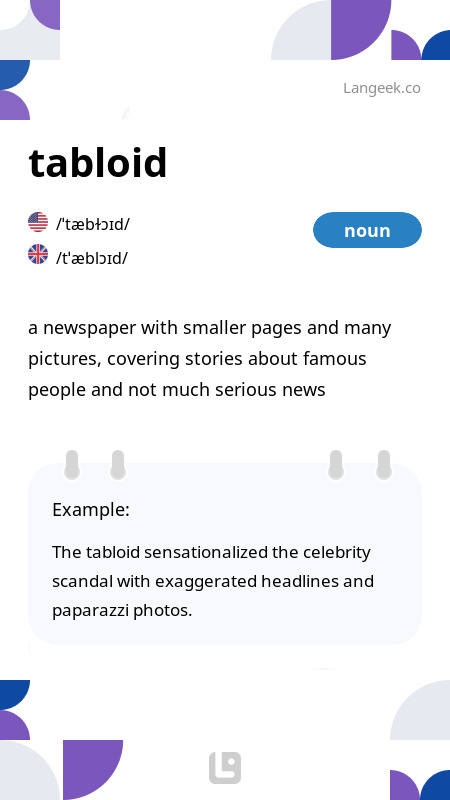 Definition & Meaning of "Tabloid" | LanGeek
