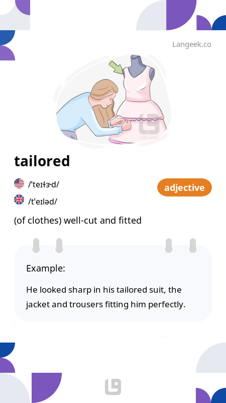 Definition & Meaning of "Tailored" | Picture Dictionary