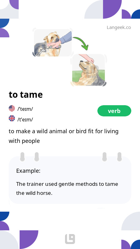 Definition & Meaning of "Tame" | LanGeek