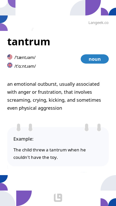 Definition & Meaning of "Tantrum" | LanGeek