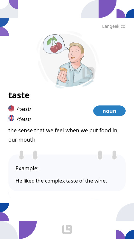 Definition & Meaning of "Taste" | LanGeek