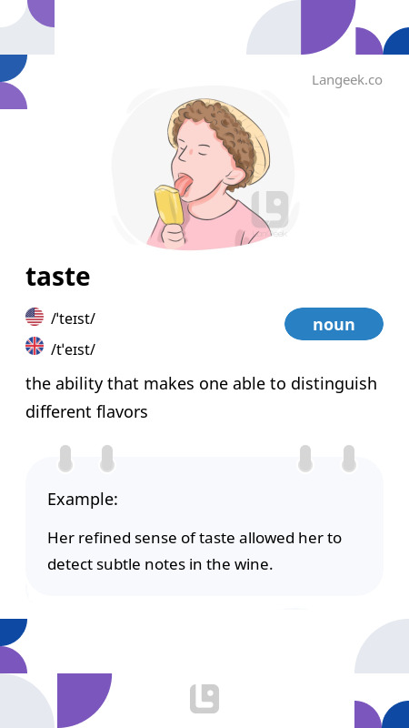 Definition & Meaning of "Taste" | LanGeek