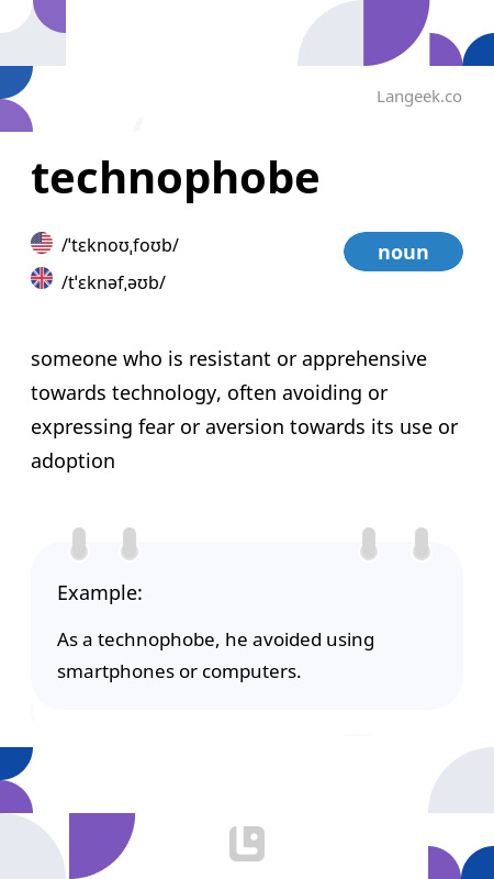 Definition & Meaning of "Technophobe" | Picture Dictionary