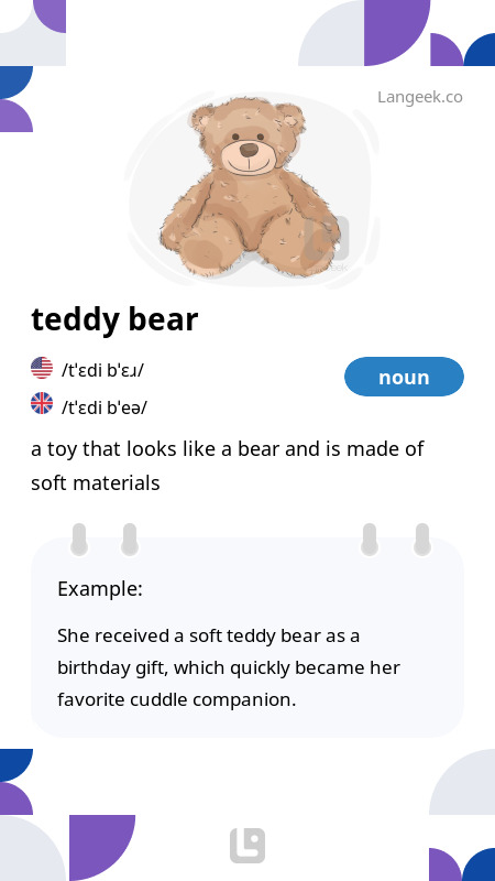 Definition & Meaning of "Teddy bear" | LanGeek