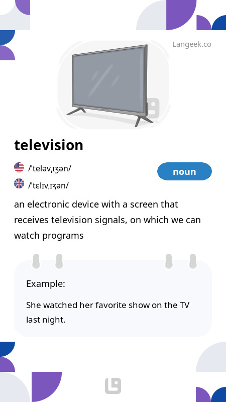 Definition & Meaning of "Television" | LanGeek