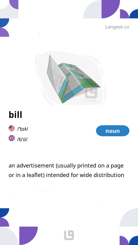 Definition & Meaning of "Bill" | LanGeek
