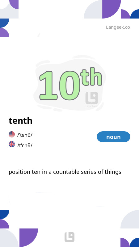 Definition & Meaning of "Tenth" | LanGeek