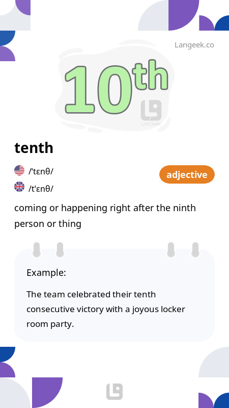 Definition & Meaning of "Tenth" | LanGeek