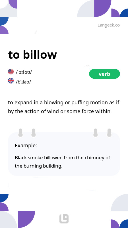 Definition And Meaning Of Billow Picture Dictionary