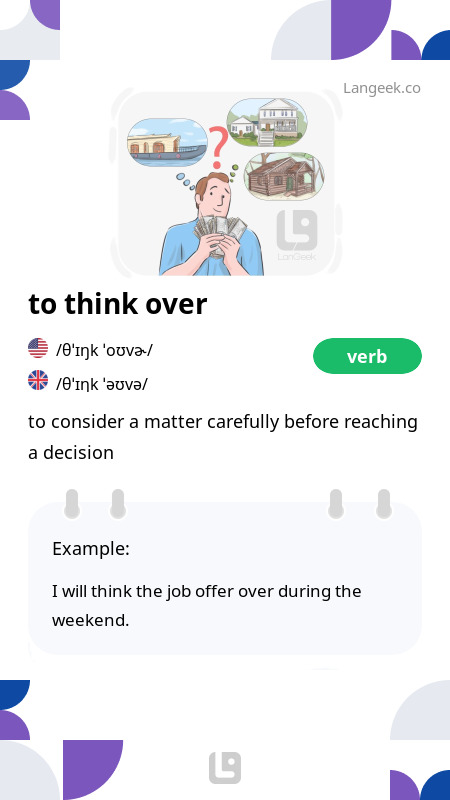 Definition & Meaning of "Think over" | Picture Dictionary