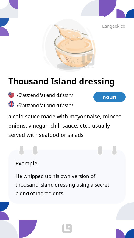 Definition & Meaning of "Thousand island dressing" | LanGeek
