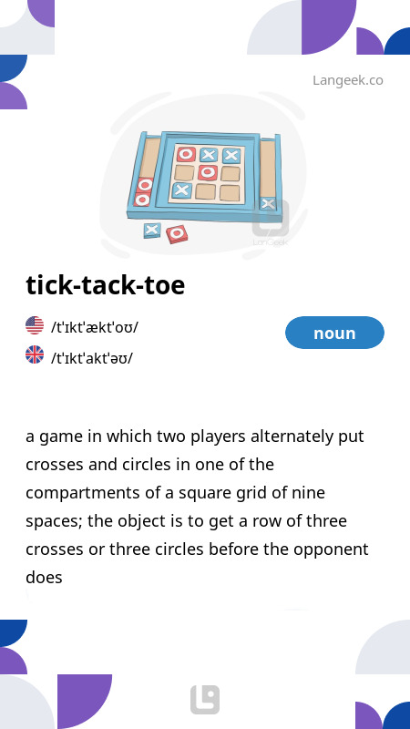 Definition & Meaning of "Tick-tack-toe" | Picture Dictionary