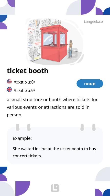 Definition & Meaning of "Ticket booth" | Picture Dictionary