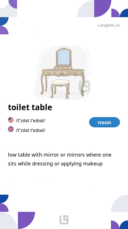 Definition & Meaning of "Toilet table" | Picture Dictionary