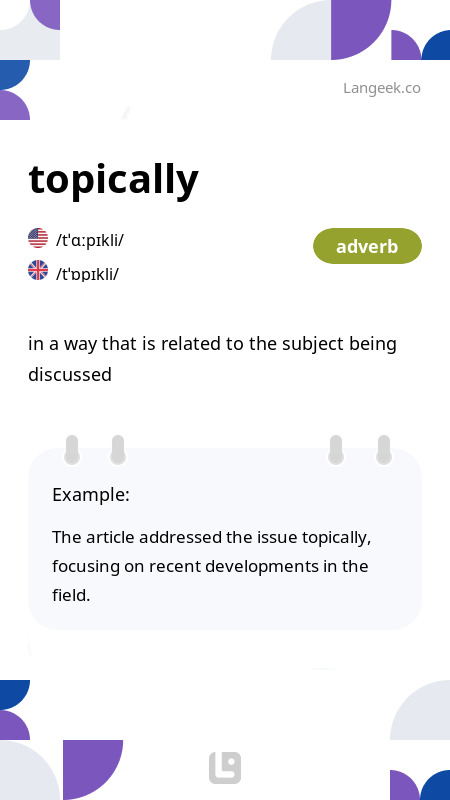 Definition & Meaning of "Topically" | Picture Dictionary