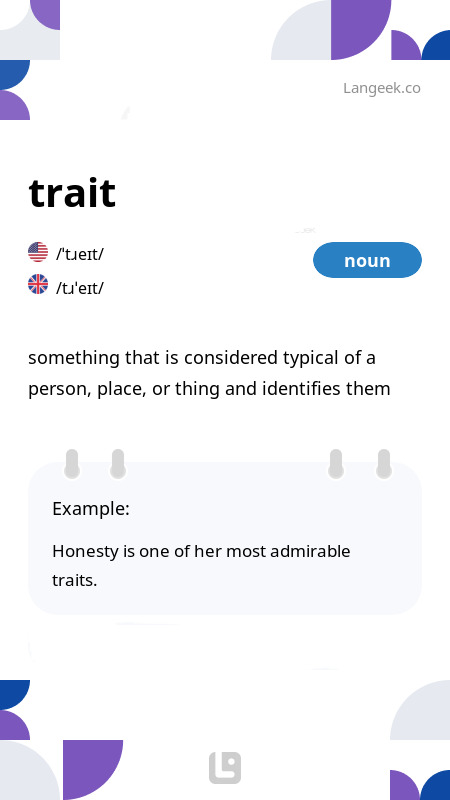 Definition & Meaning of "Trait" | Picture Dictionary