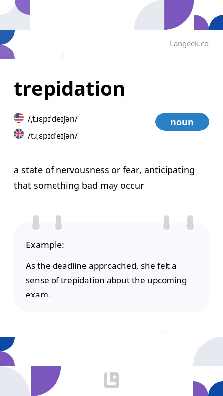 Definition & Meaning of "Trepidation" | Picture Dictionary